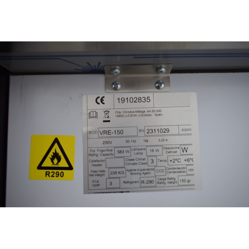 Vitrina Refrigerada Expositora de 1 metro Fondo 973 mm Frío Estático Línea CORDOBA VRE-100